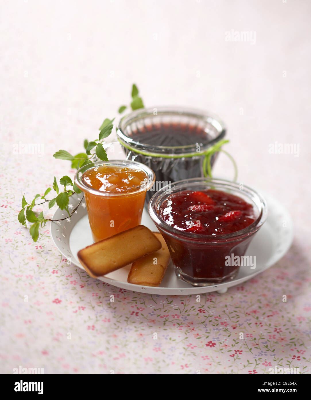 Jars of different flavored jams Stock Photo - Alamy
