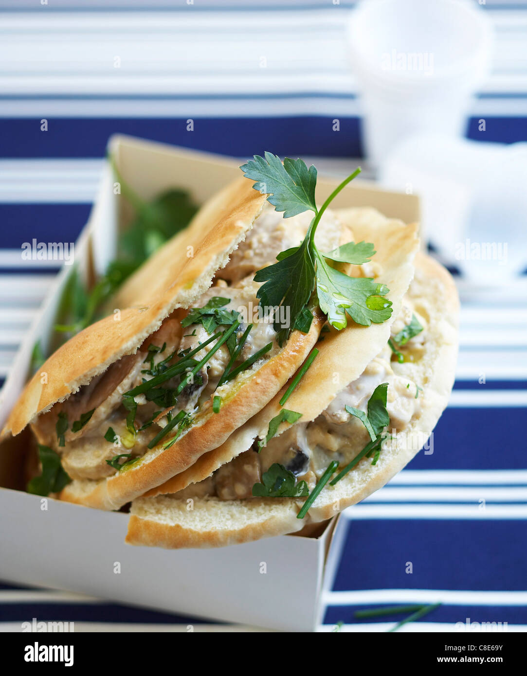 Chicken mushroom pitta sandwich hi-res stock photography and images - Alamy