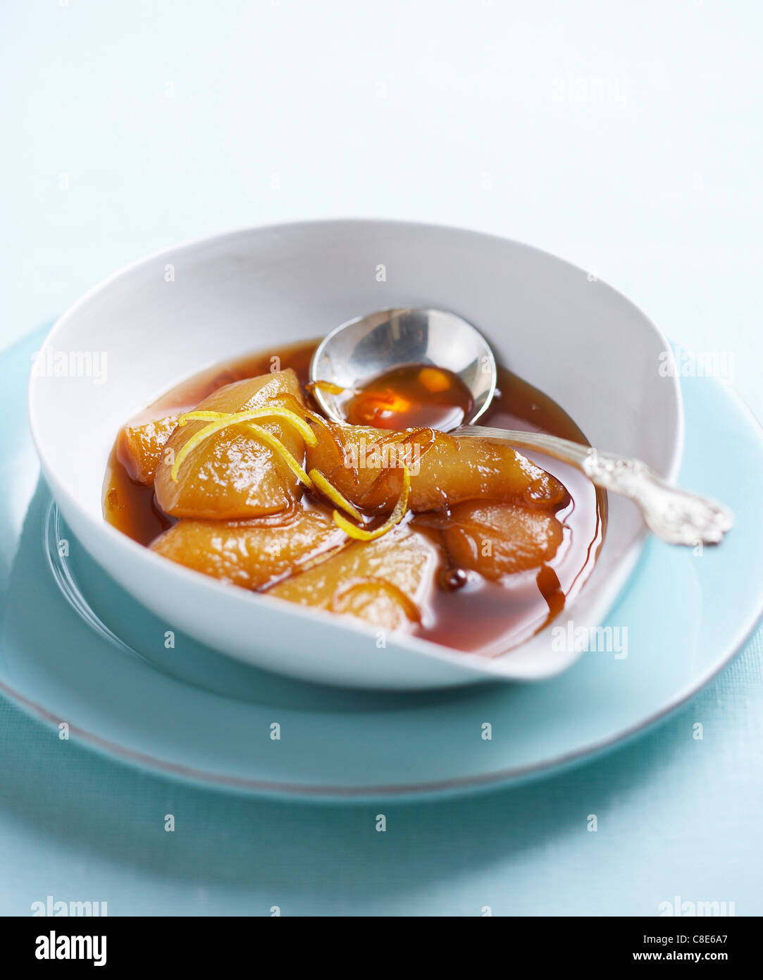Pears poached with tea and lemon Stock Photo - Alamy