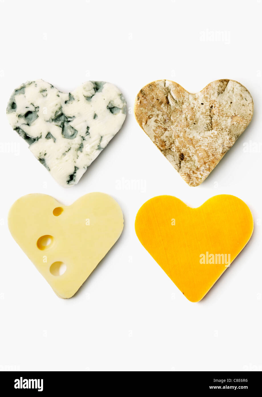 Four cheese hearts Stock Photo - Alamy