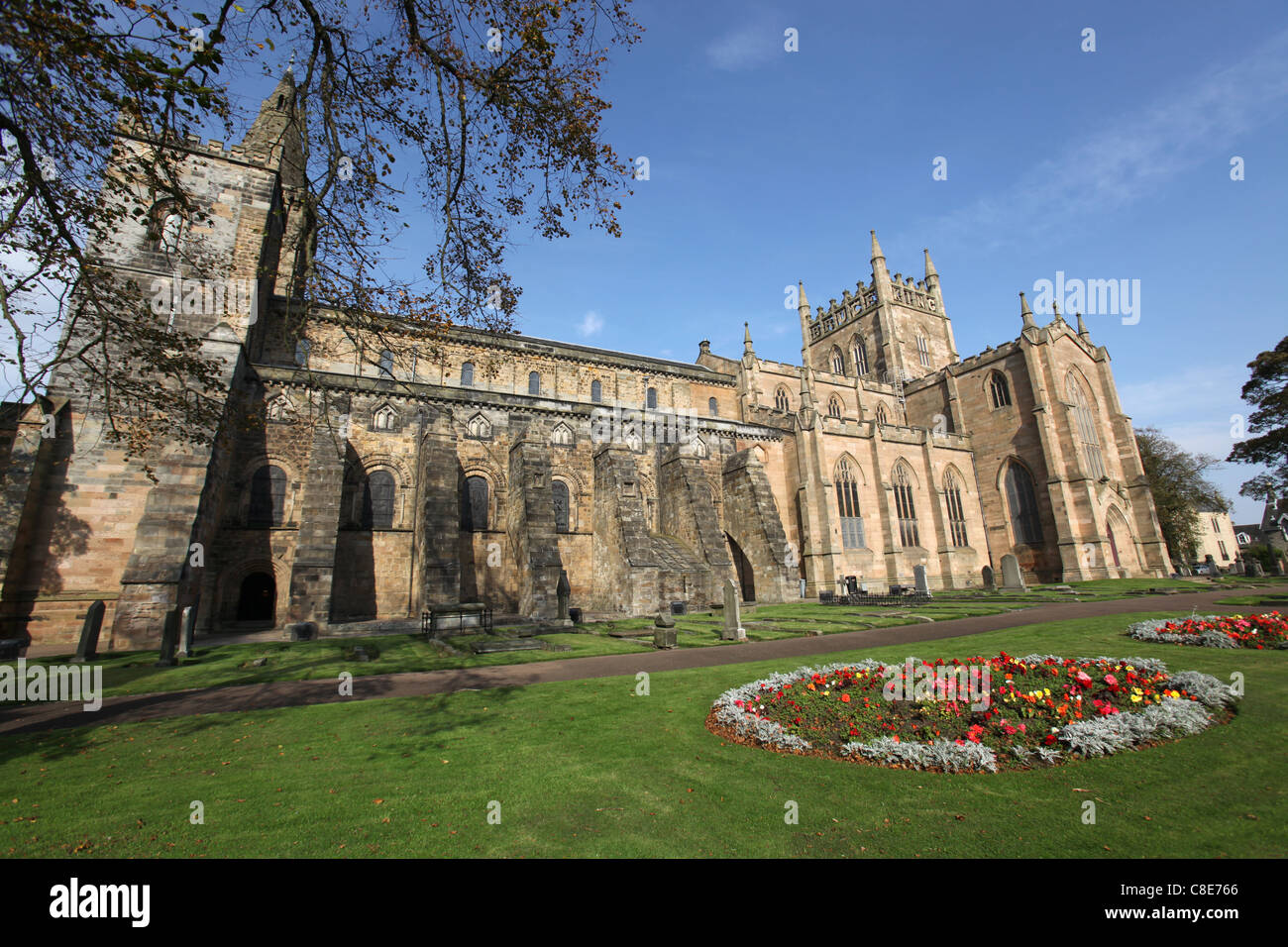 Town of Dunfermline, Scotland. Picturesque view of the south façade and ...