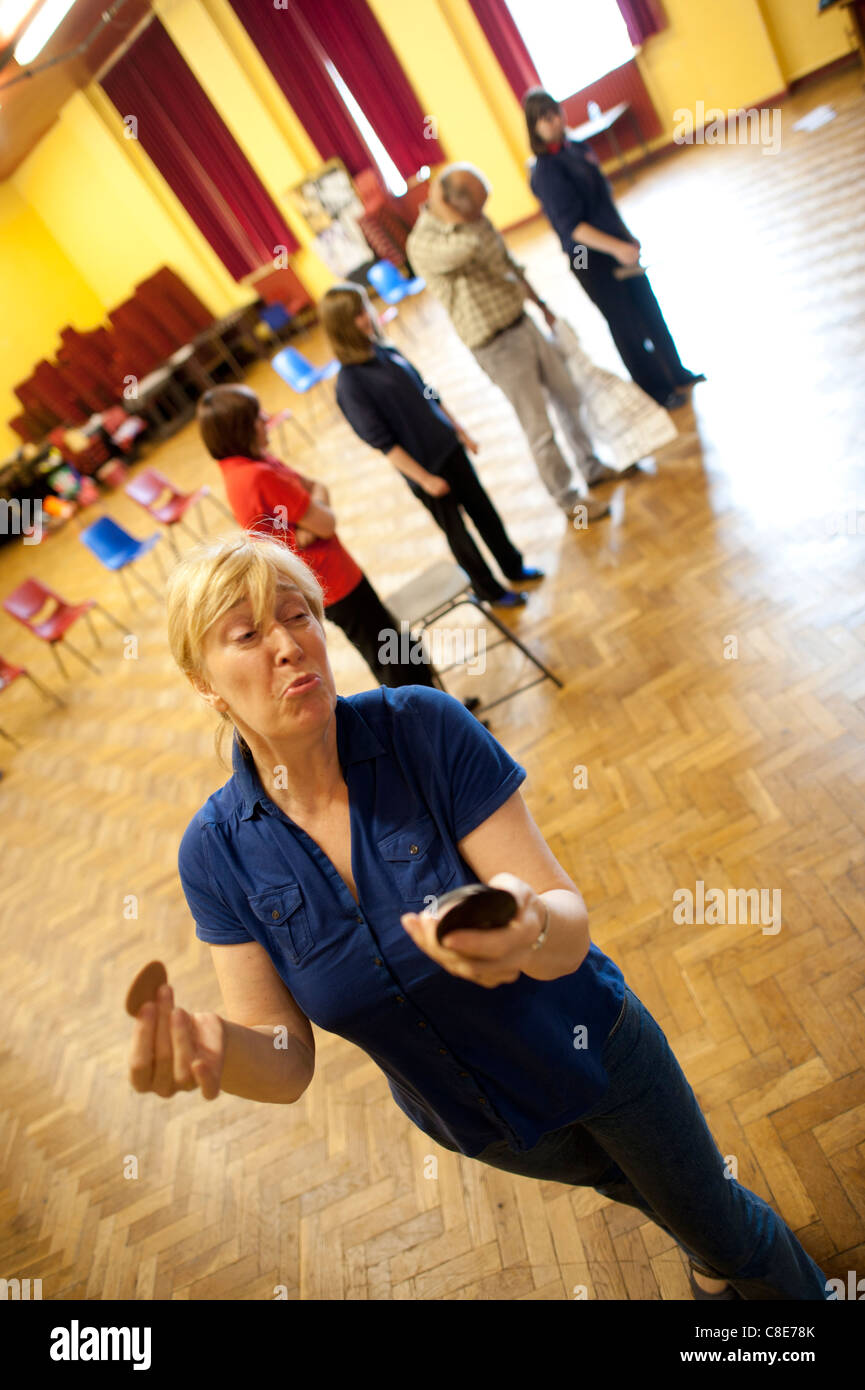 Ann Atkinson as Mrs Noye in Mid Wales Opera rehearsing a production of ...