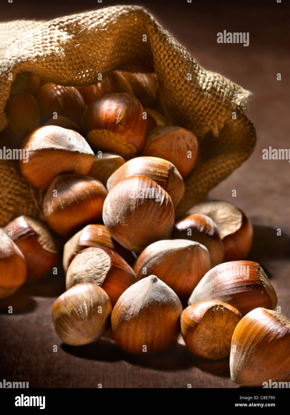 Bag of hazelnuts Stock Photo - Alamy