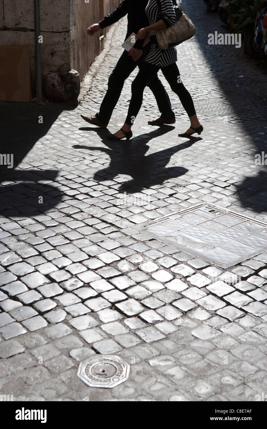 pedestrians walking street road city town Rome Italy Stock Photo - Alamy