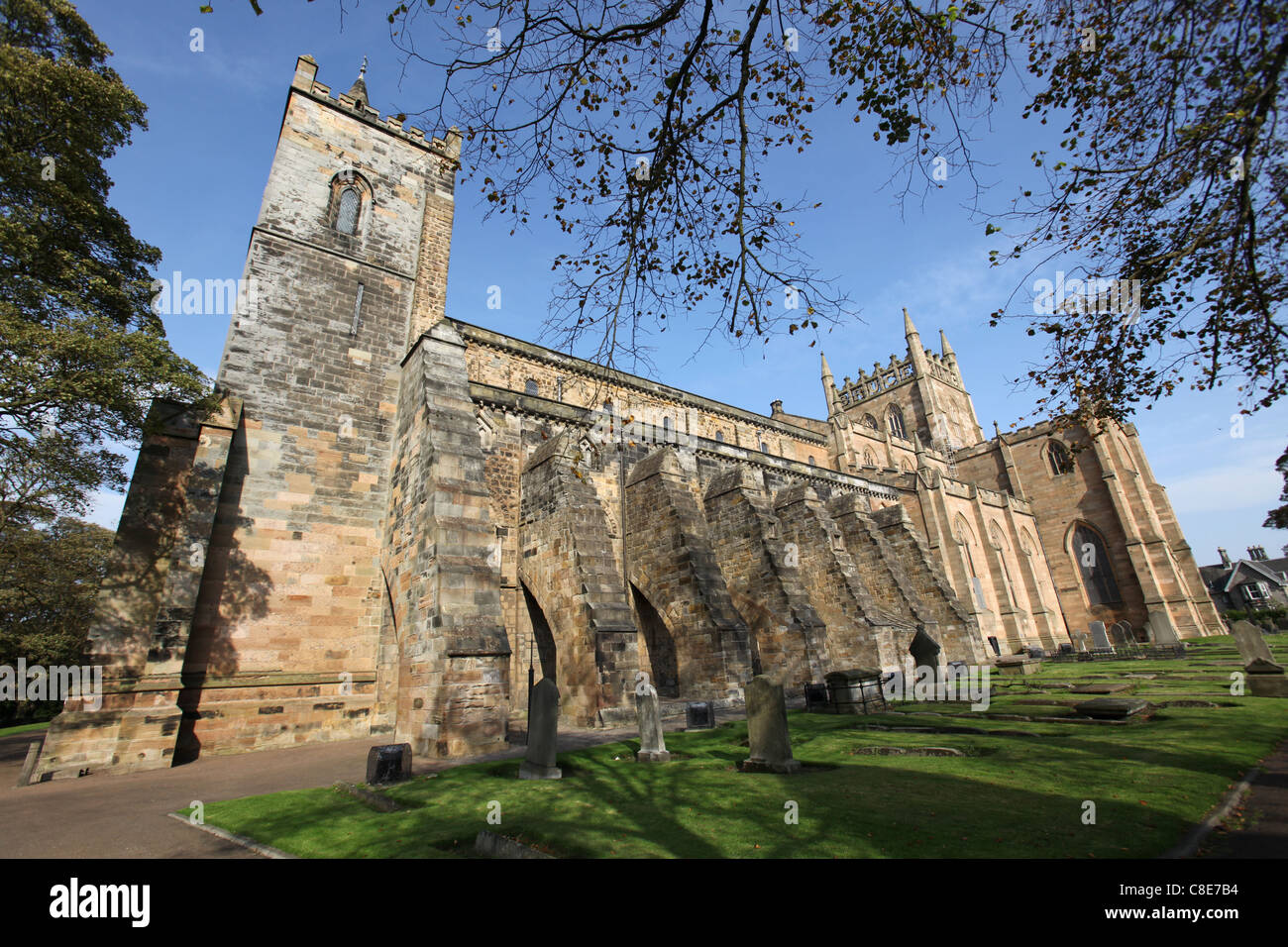 Town of Dunfermline, Scotland. Picturesque view of the south façade and ...