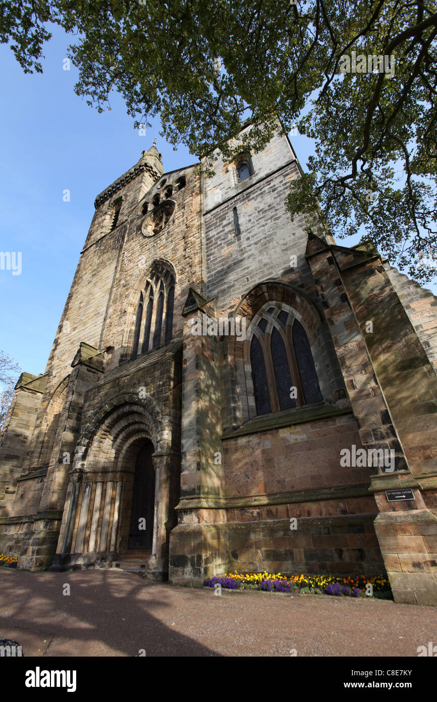 Town of Dunfermline, Scotland. The west façade and nave entrance to ...