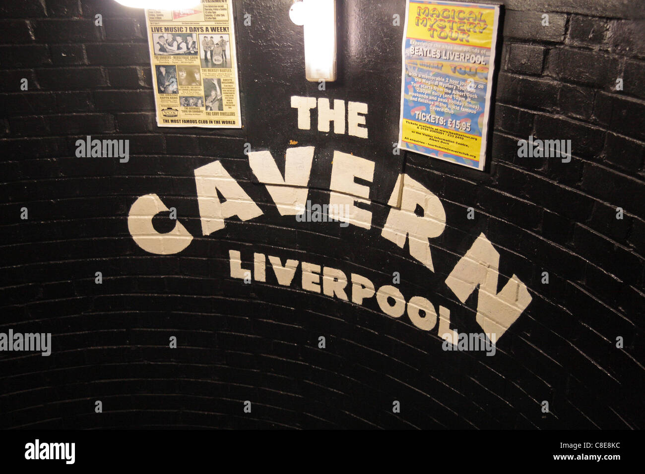 Sign on the stairs leading down to the world famous Cavern Club, where ...