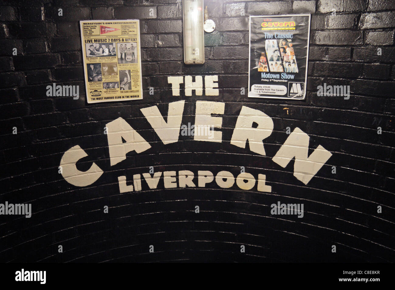 Sign on the stairs leading down to the world famous Cavern Club, where ...
