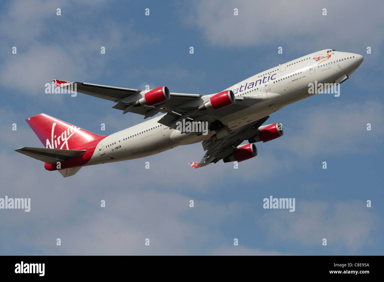 Virgin Atlantic Airways Boeing 747-400 jumbo jet on takeoff Stock Photo ...
