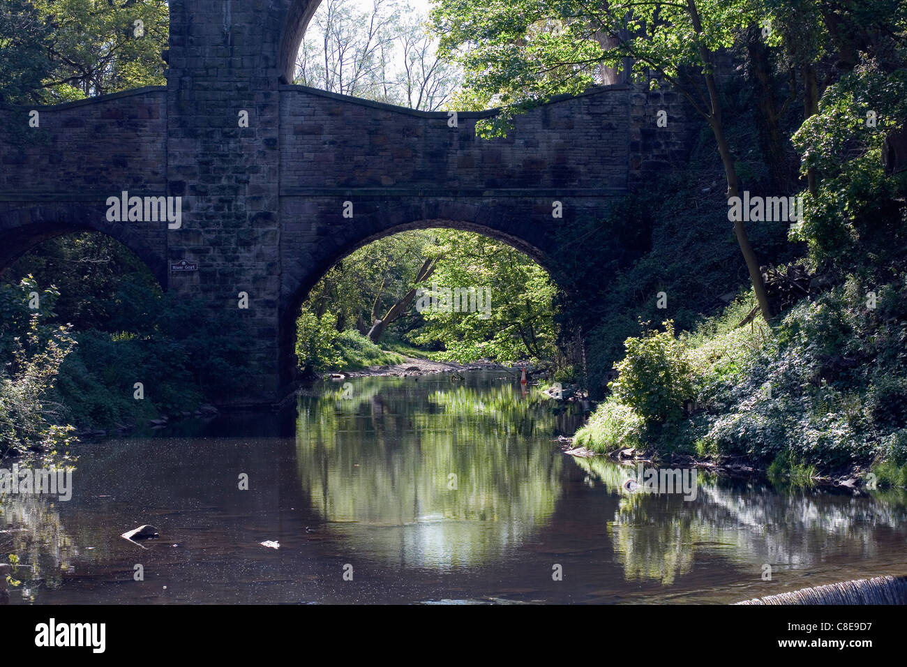 The River Goyt flowing near The Torrs New Mills Derbyshire England ...
