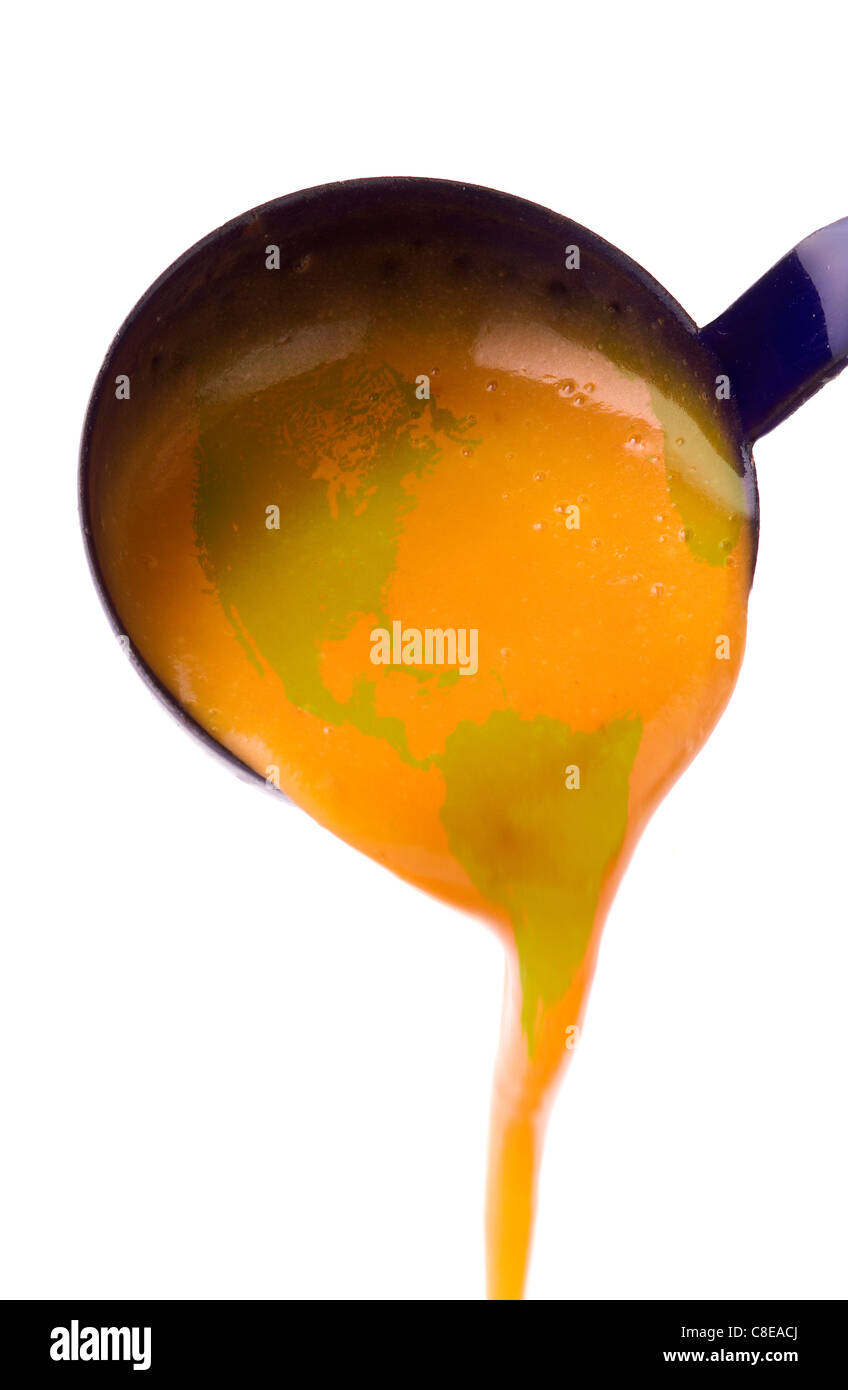 World map on orange Cut Out Stock Images & Pictures - Alamy