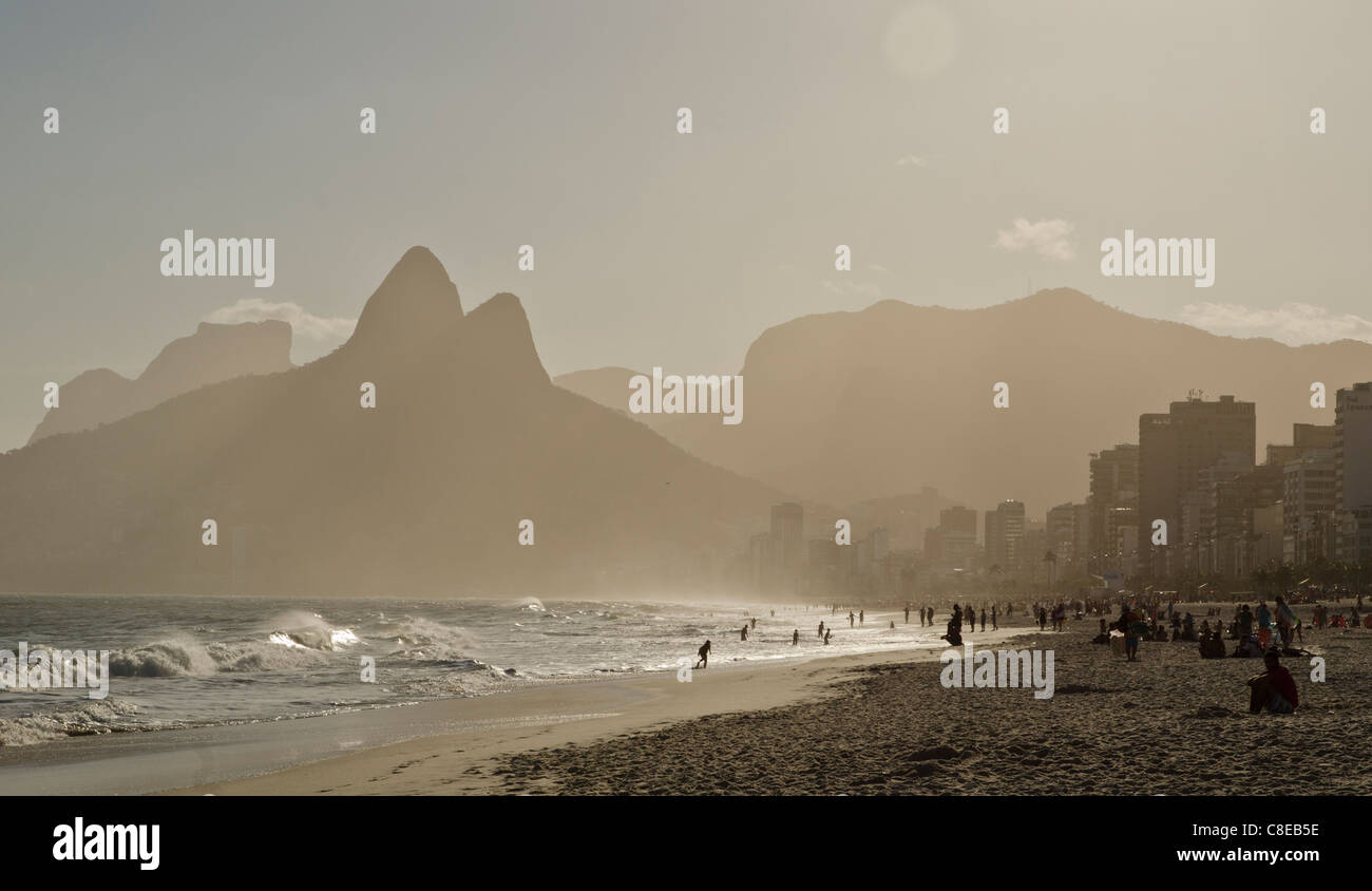 Leblon beach at dusk, Rio de Janeiro, Brazil Stock Photo - Alamy