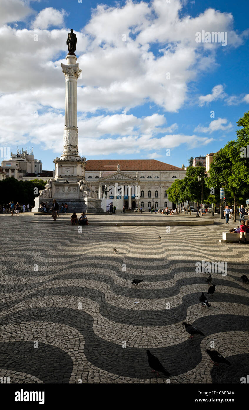 Statue of Dom Pedro IV situated at Rossio Square in Lisbon Portugal ...