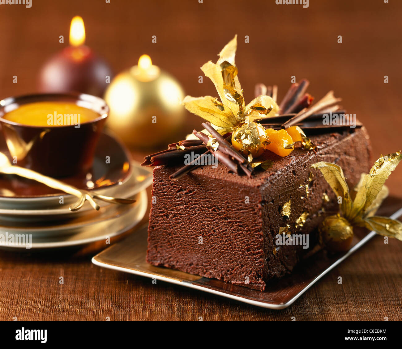 Bitter chocolate Christmas ice cream Parfait Stock Photo - Alamy