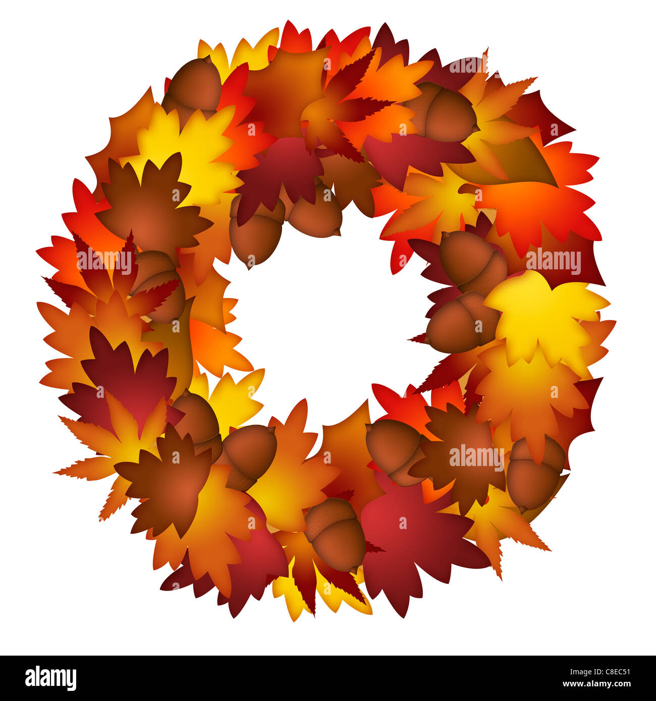 Fall Leaves and Acorns Wreath Isolated on White Background Stock Photo ...