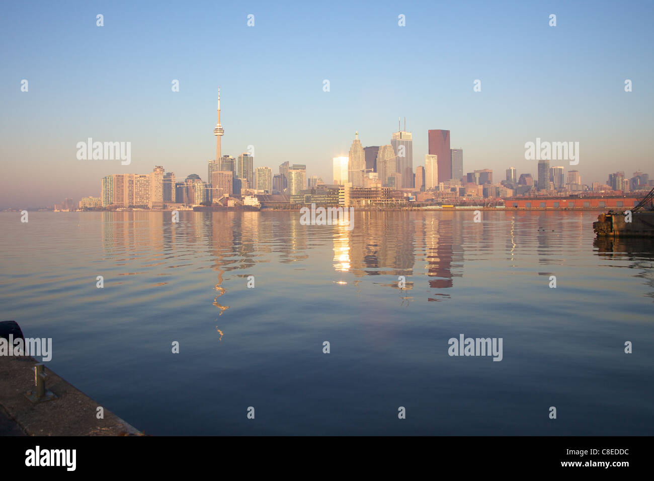 Toronto at Sunrise Viewed Across Part of Lake Ontario Stock Photo - Alamy