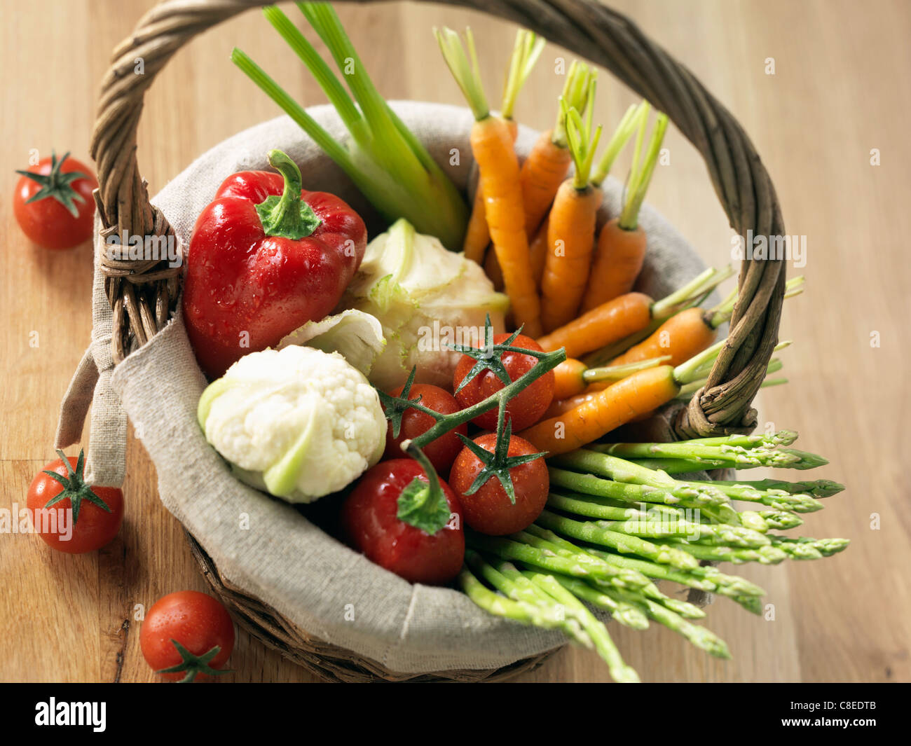 Basket of spring vegetables Stock Photo - Alamy