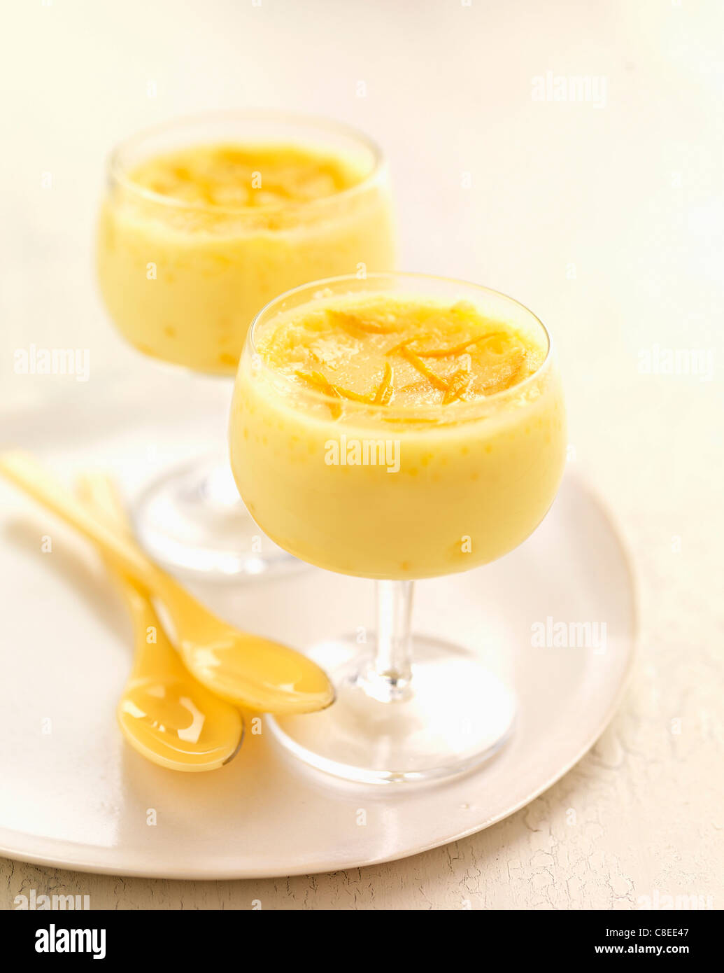Orange cream desserts Stock Photo - Alamy