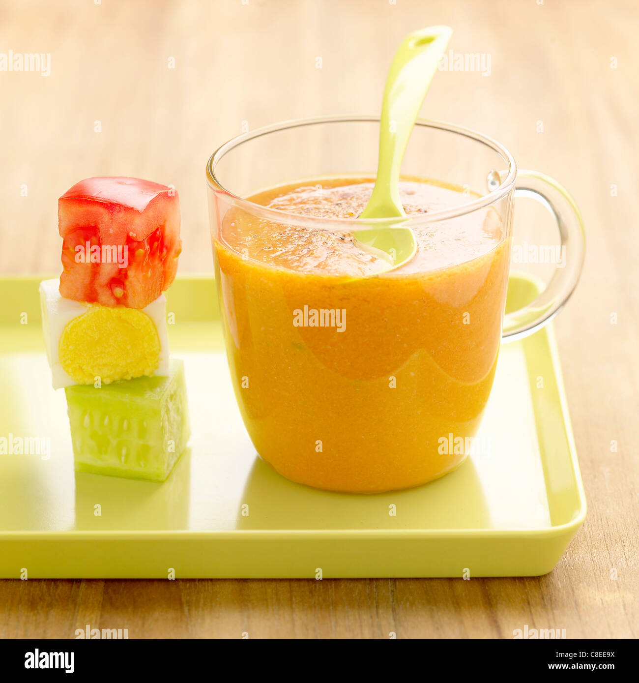 Tomato,egg and cucumber gaspacho Stock Photo - Alamy