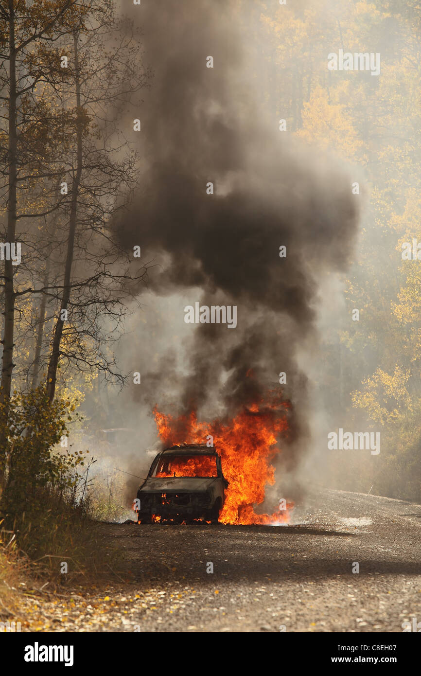 Car fire road hi-res stock photography and images - Alamy