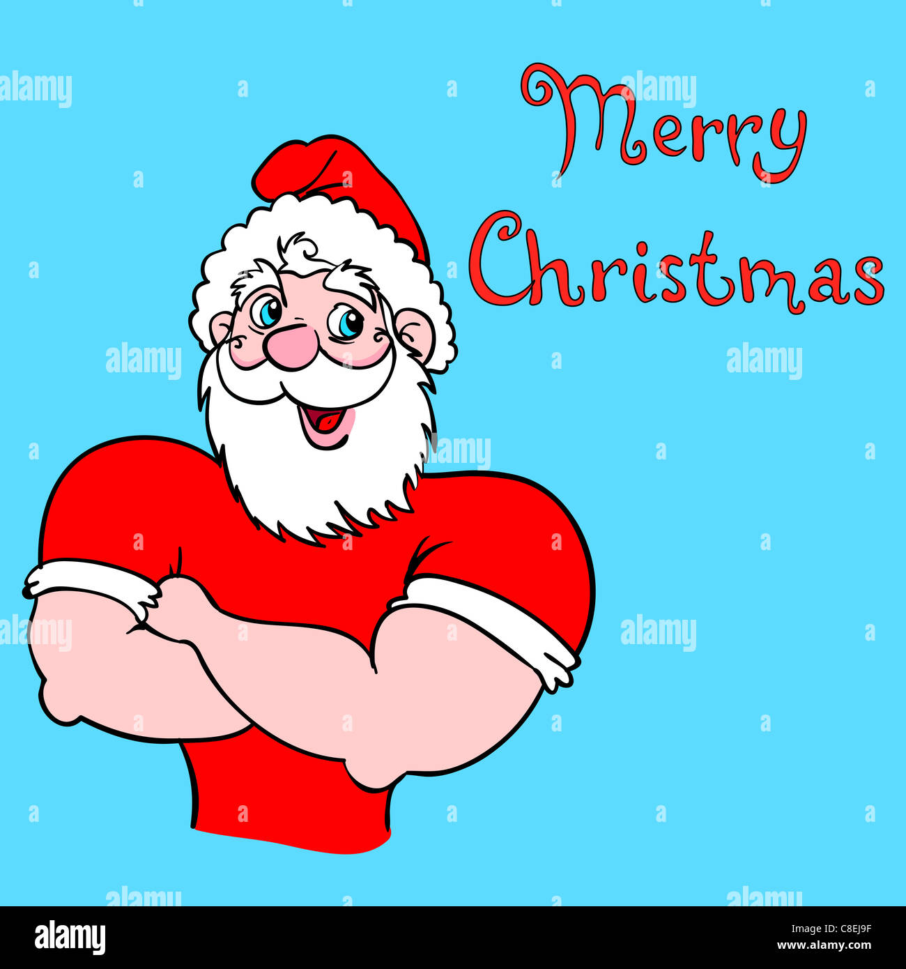 Muscular Santa Claus with a raised hand gesture Stock Photo - Alamy