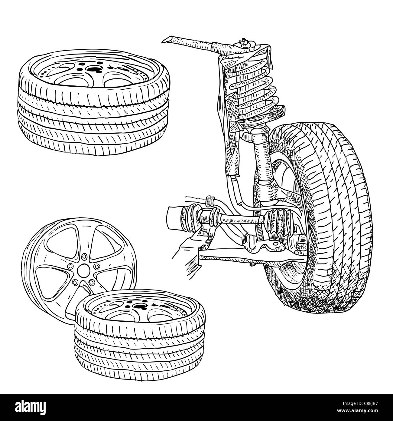 race car shock absorber and wheel Stock Photo - Alamy