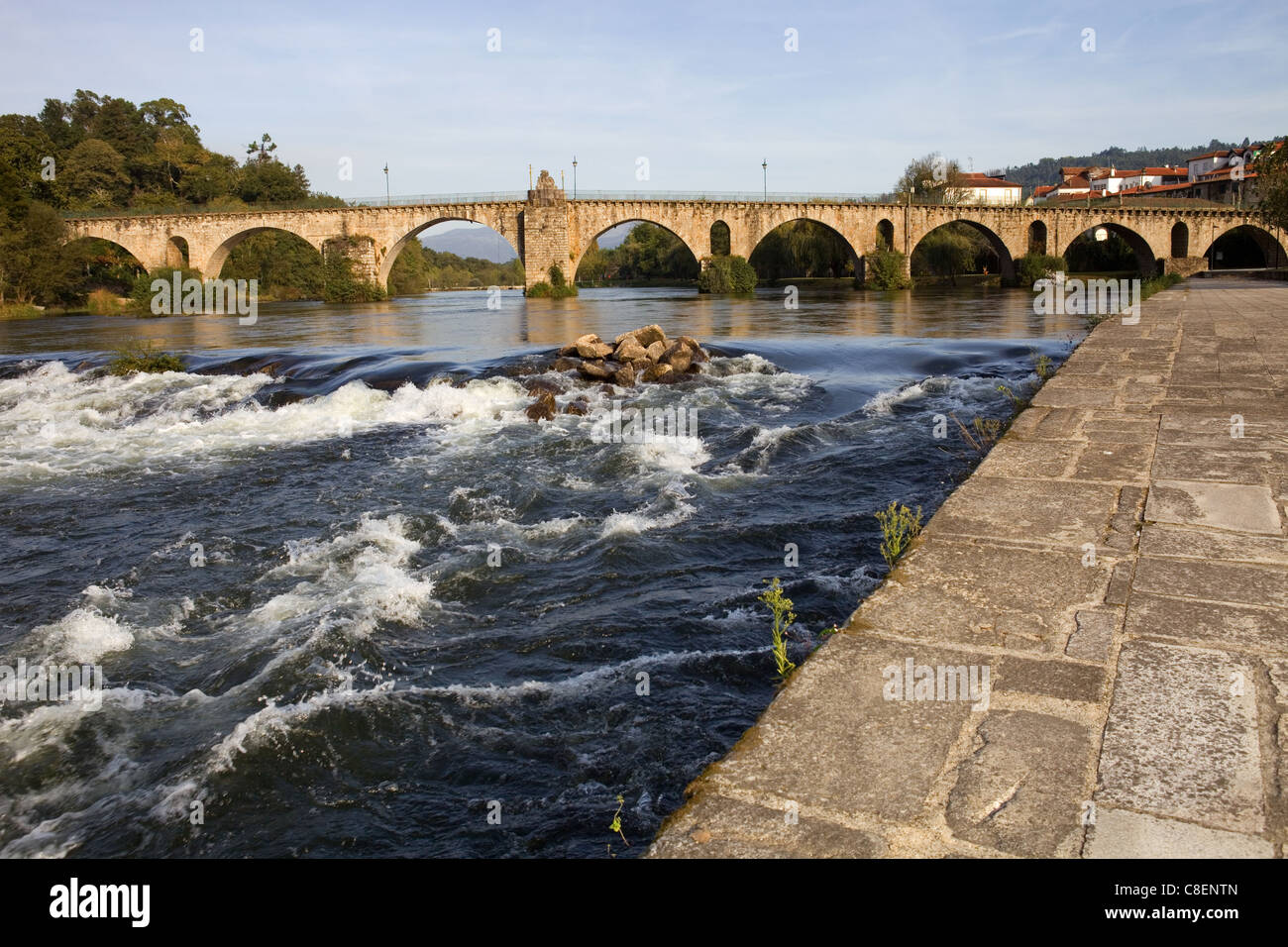 ancient roman bridge of Ponte da Barca in the north of portugal Stock ...