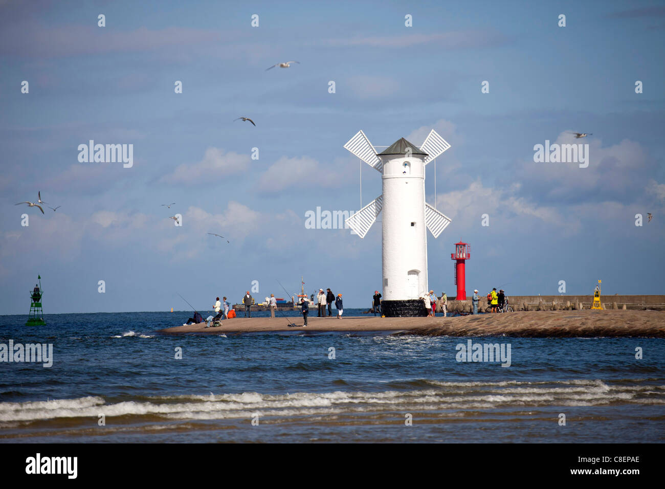 windmill Daymark on the harbour mole of the polish seaside resort ...
