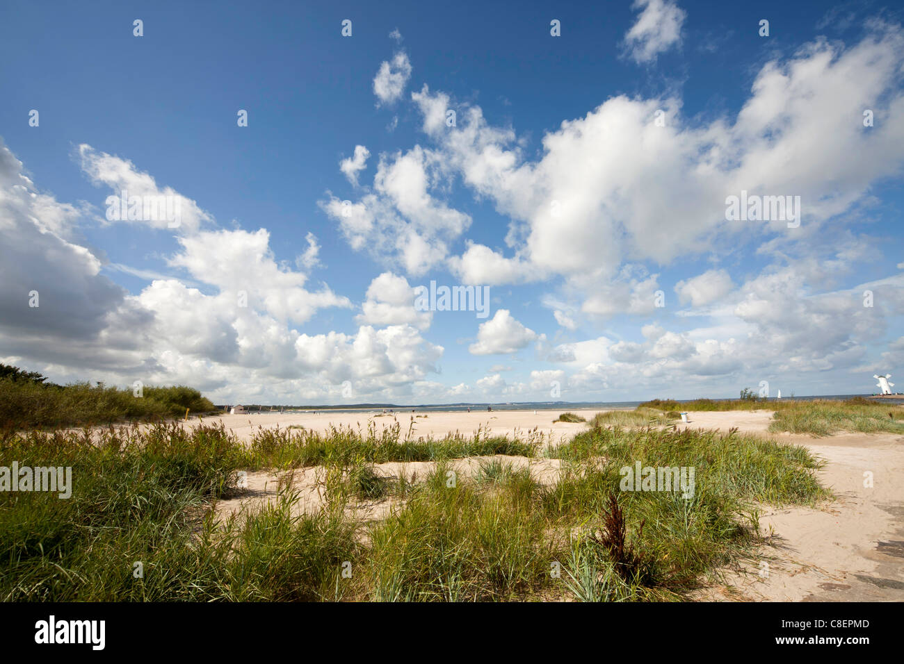 the long beach of the polish seaside resort Swinoujscie, Uznam Island ...