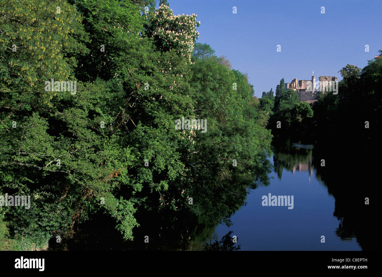 Chateau, Clisson, Burgundy, France, Europe, water, trees, castle Stock ...