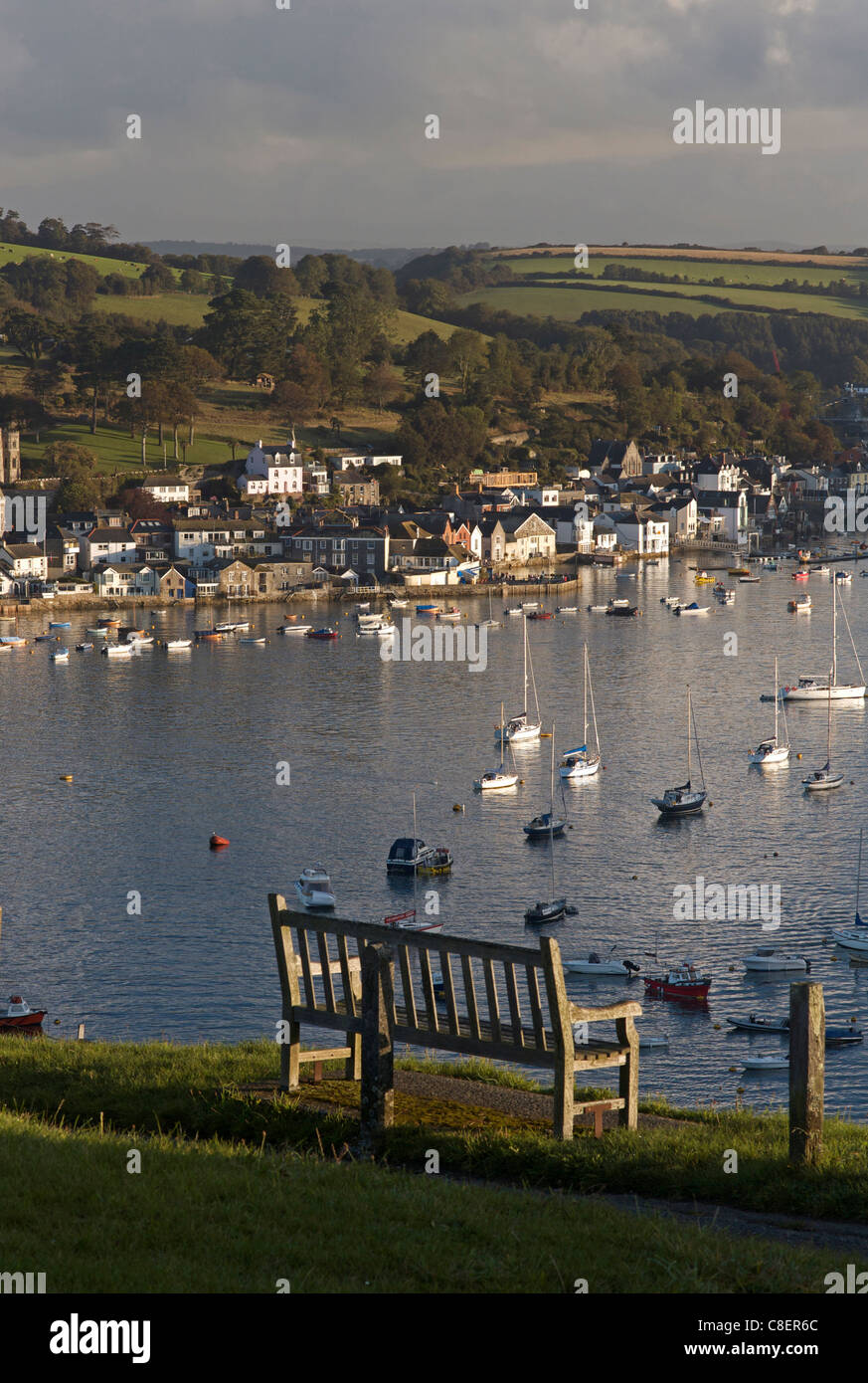 Fowey town and harbour viewed from Polruan, Cornwall, England, United ...