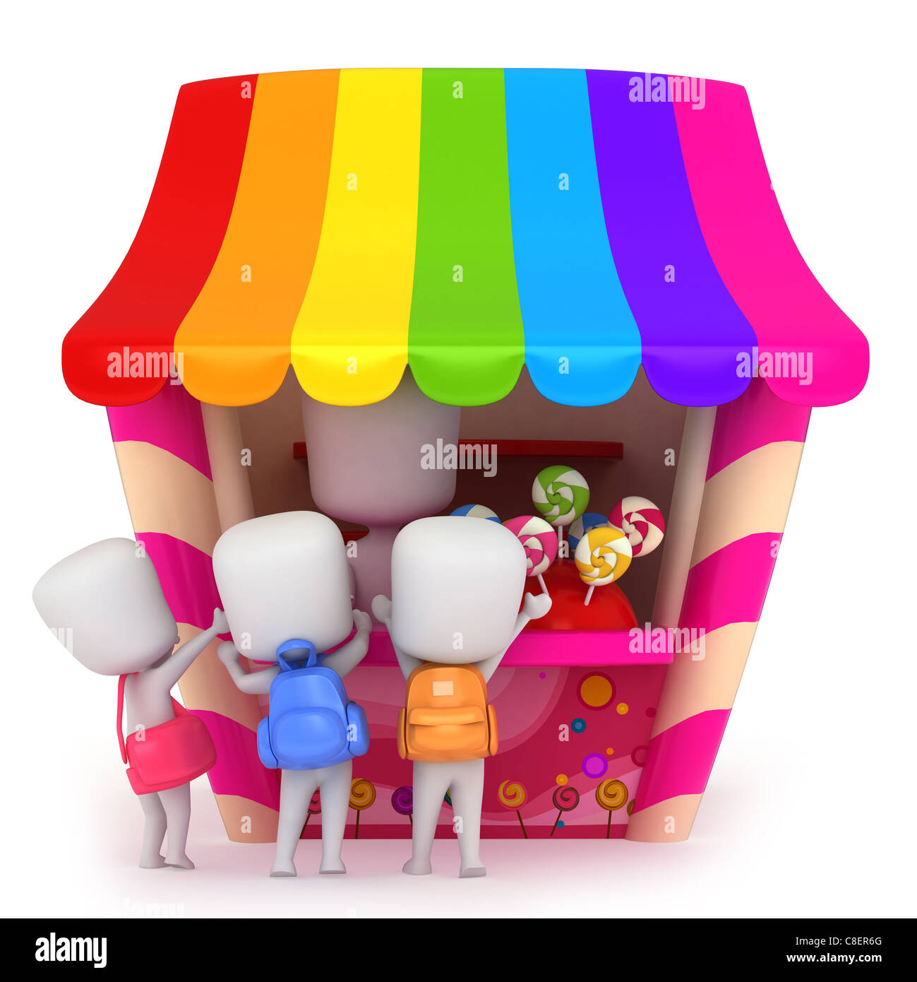3D Illustration of Kids Buying Candies Stock Photo - Alamy