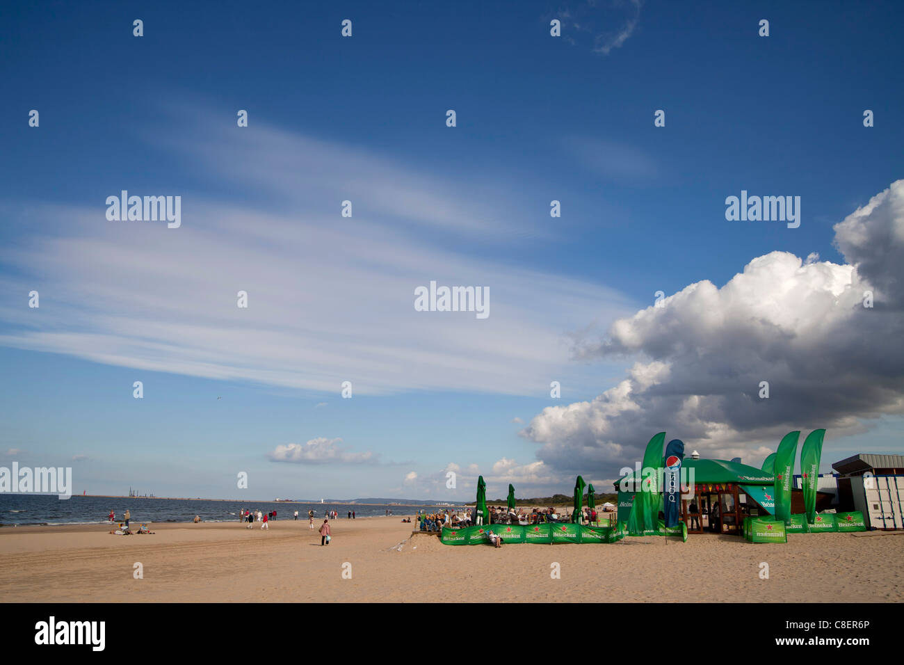 beach bar and cafe at the beach of the polish seaside resort ...
