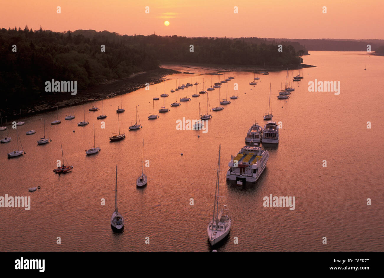 Sunset, Odet, river, Benodet, Brittany, Bretagne, France, Europe Stock ...