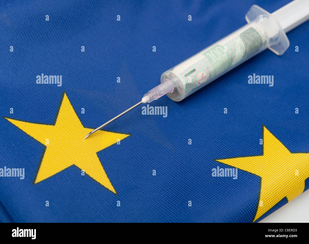 Financial Injection - Medical Syringe With Banknote one Flag of ...