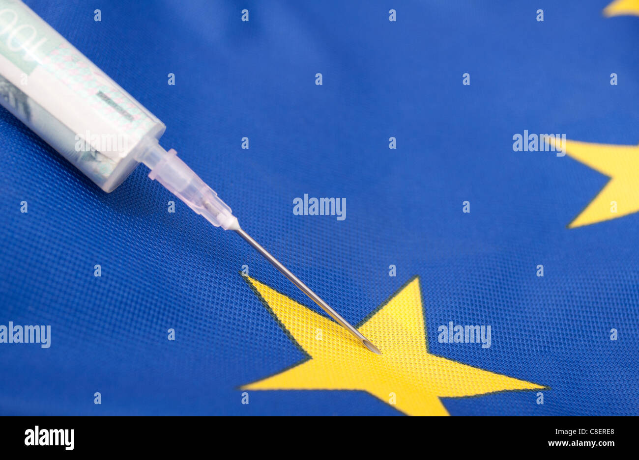 Financial Injection - Medical Syringe With Banknote one Flag of ...