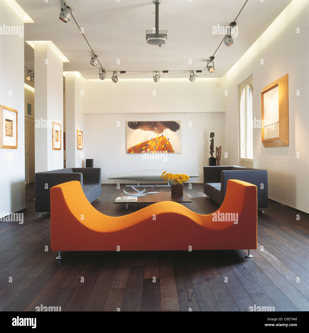 Interior of a living room in a contemporary house with Cappellini brand ...