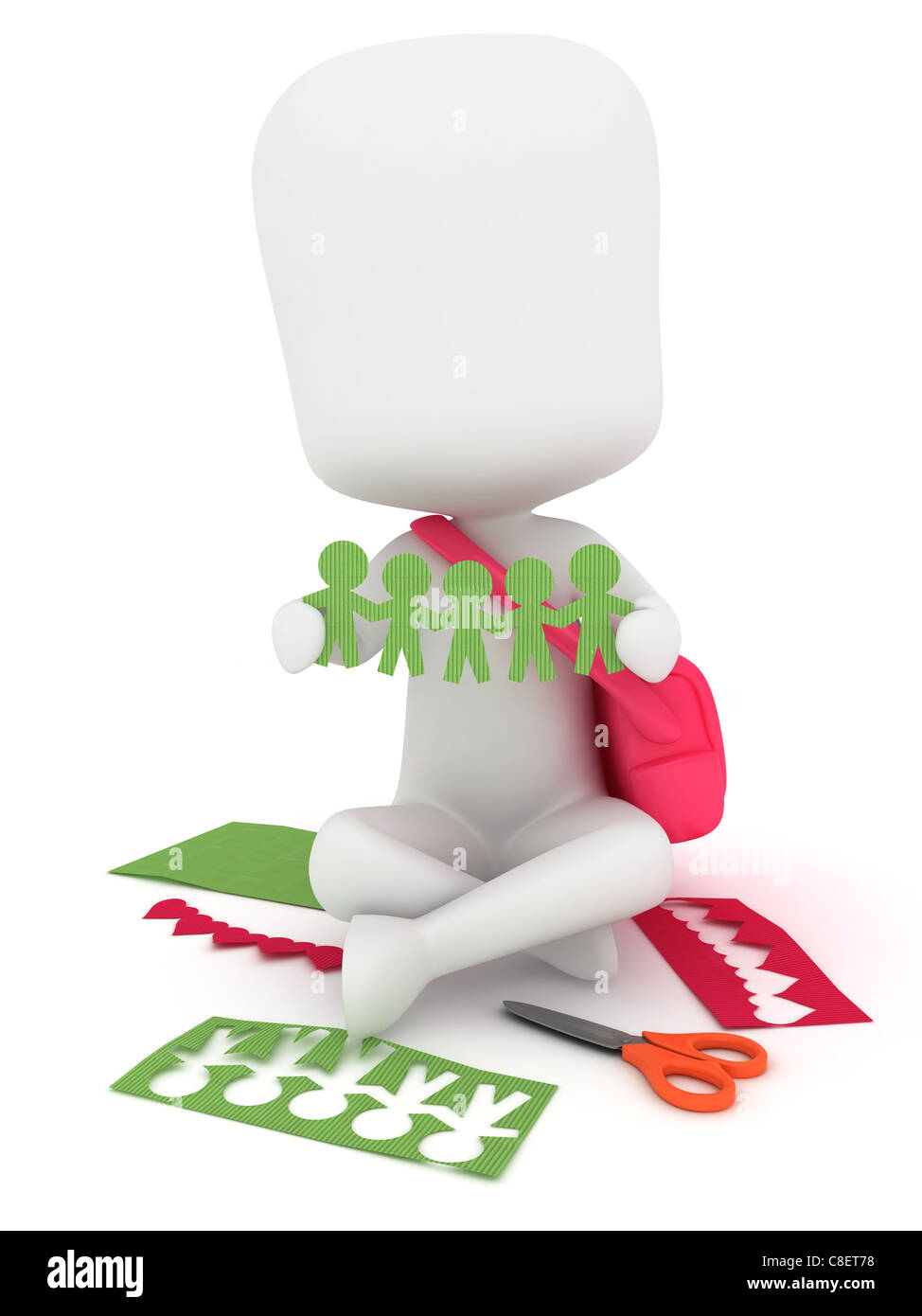 3D Illustration of a Kid Making Paper Craft Stock Photo - Alamy