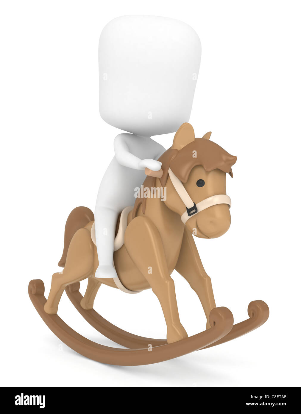 3D Illustration of a Kid Riding a Rocking Horse Stock Photo - Alamy