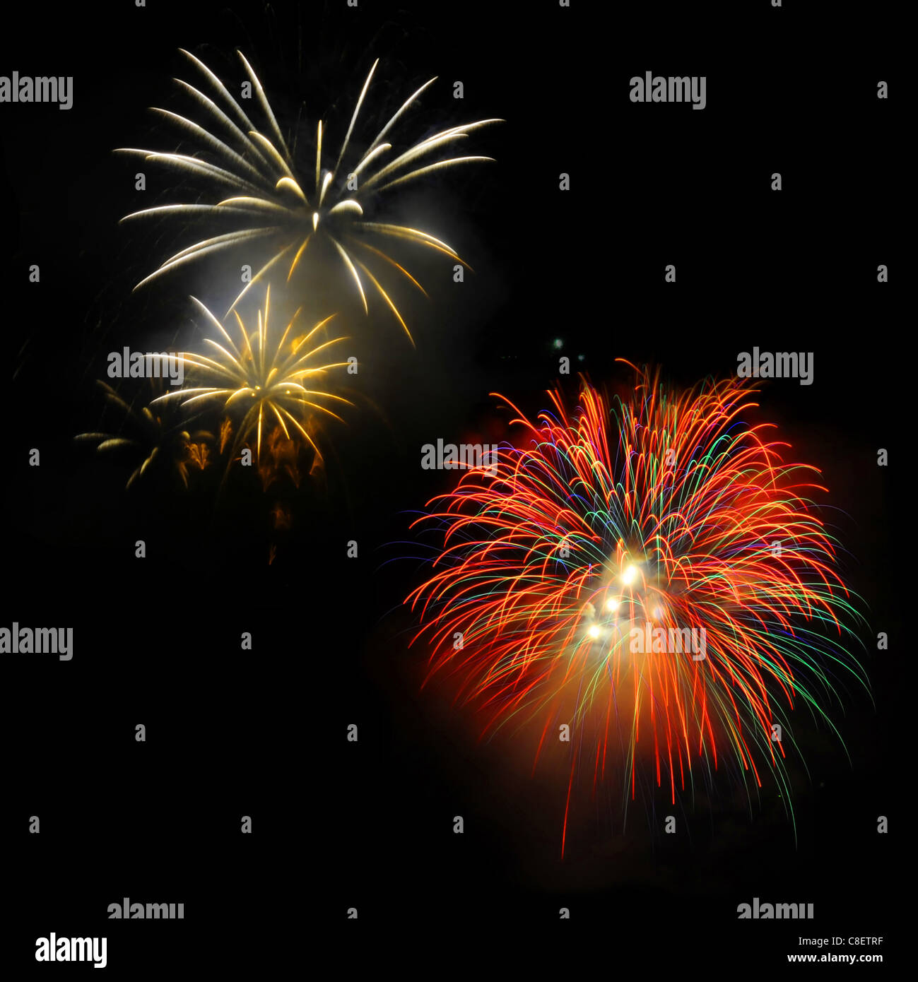 Fireworks square background for celebrations of new years eve or other ...