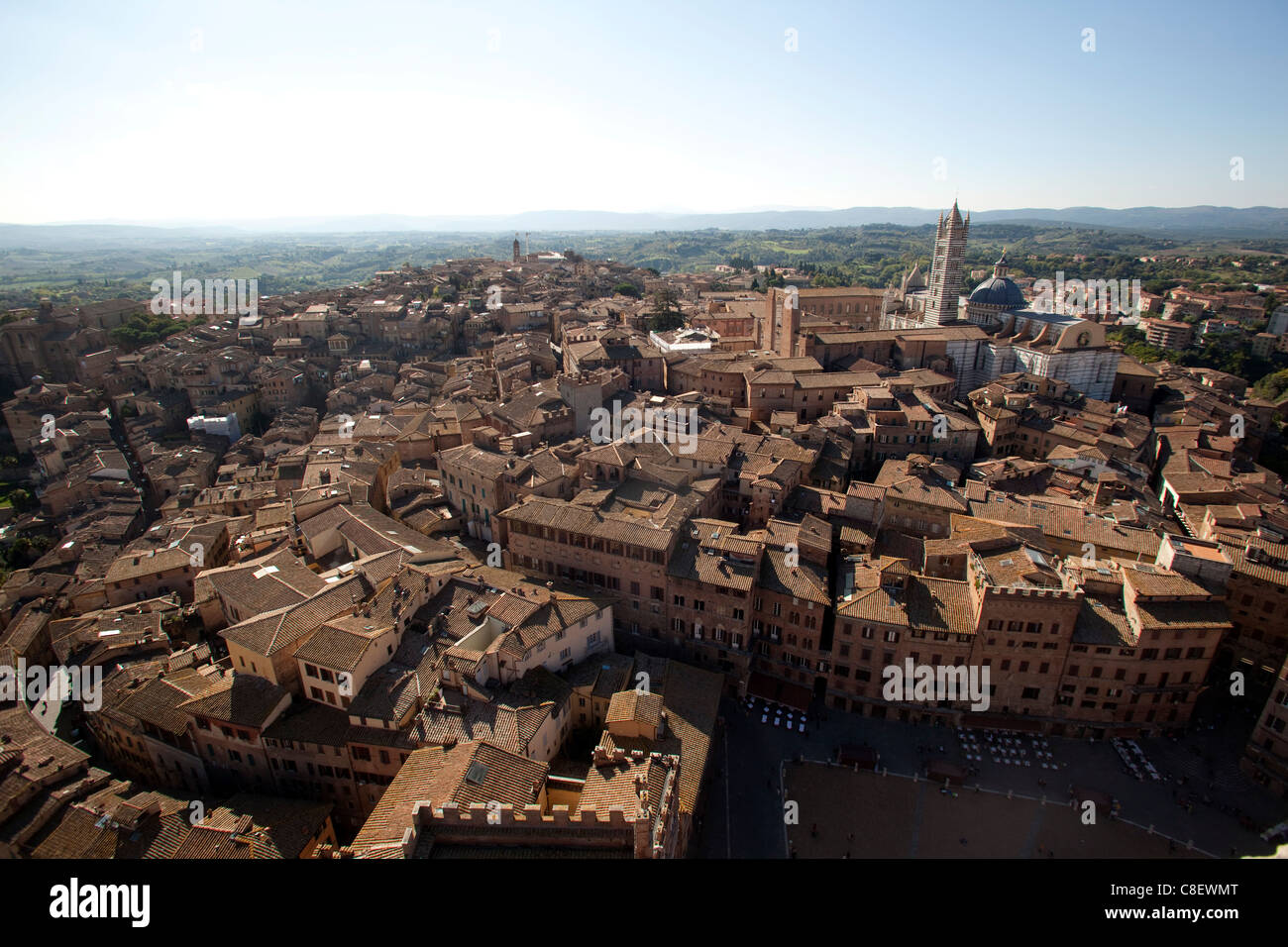 View of Siena Cathedral from the tower of Mangia, Siena, UNESCO World ...