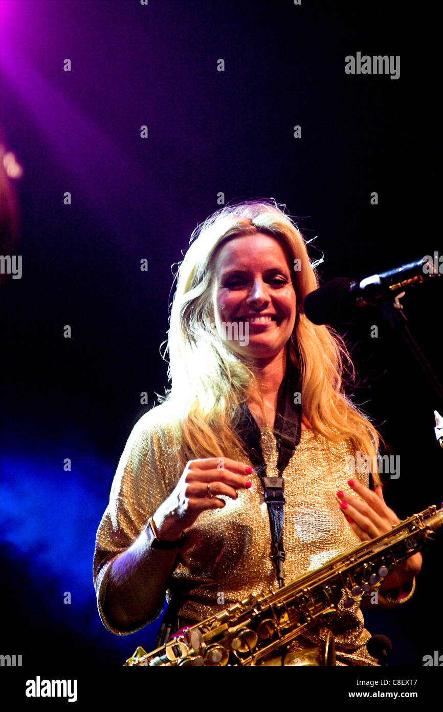 Candy Dulfer live on stage at the 2011 Caribbean sea Jazz Festival Stock Photo - Alamy