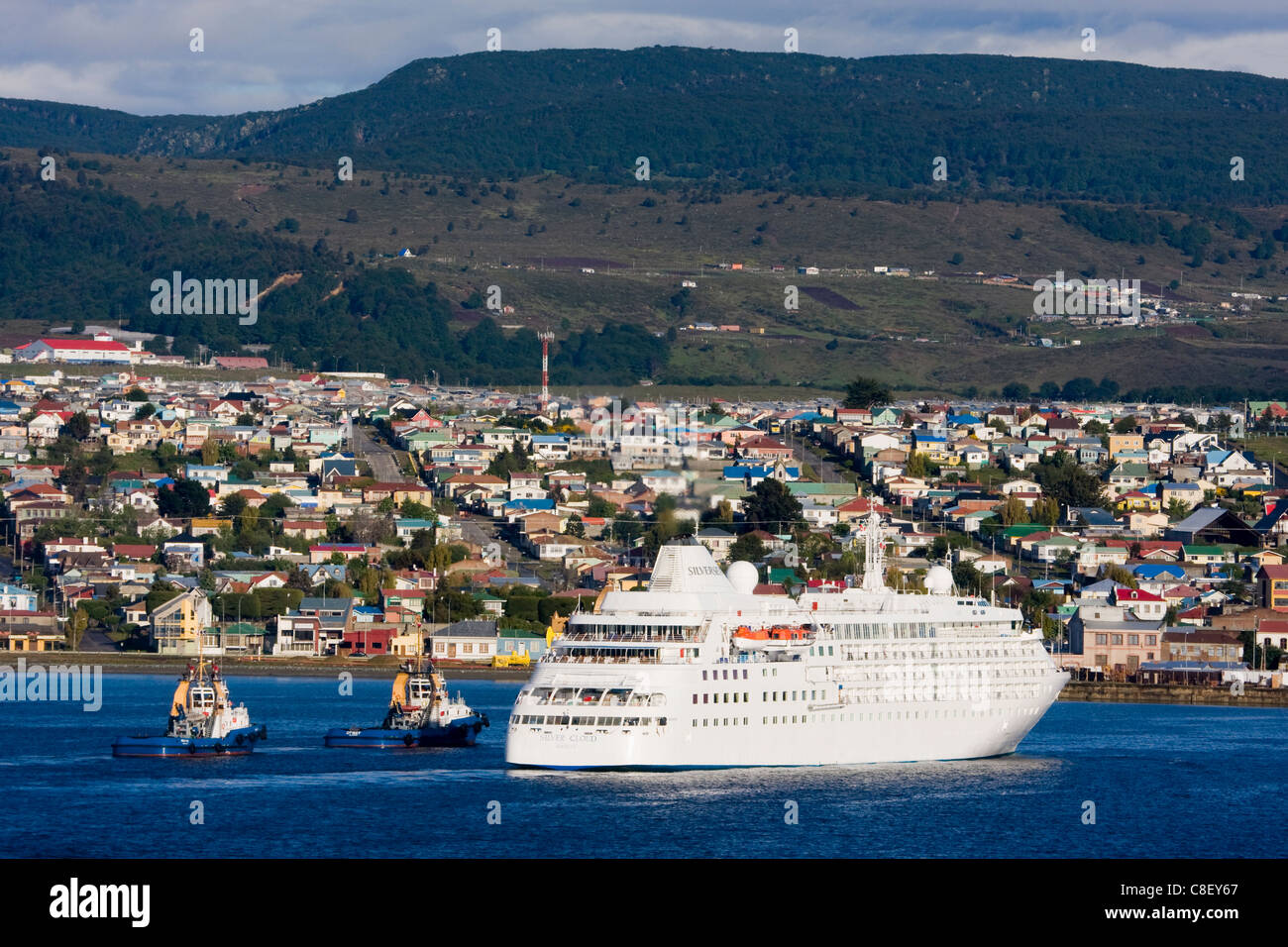 Cruise ship in Punta Arenas Port, Magallanes Province, Patagonia, Chile ...