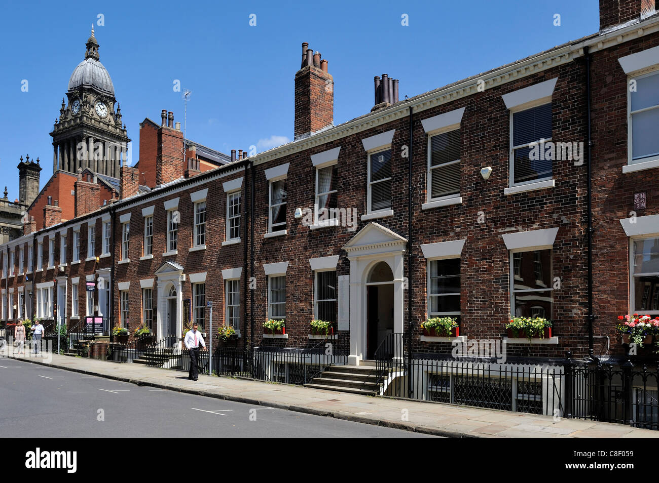 City Hall viewed from the Historic Georgian Park Square, Leeds, West ...