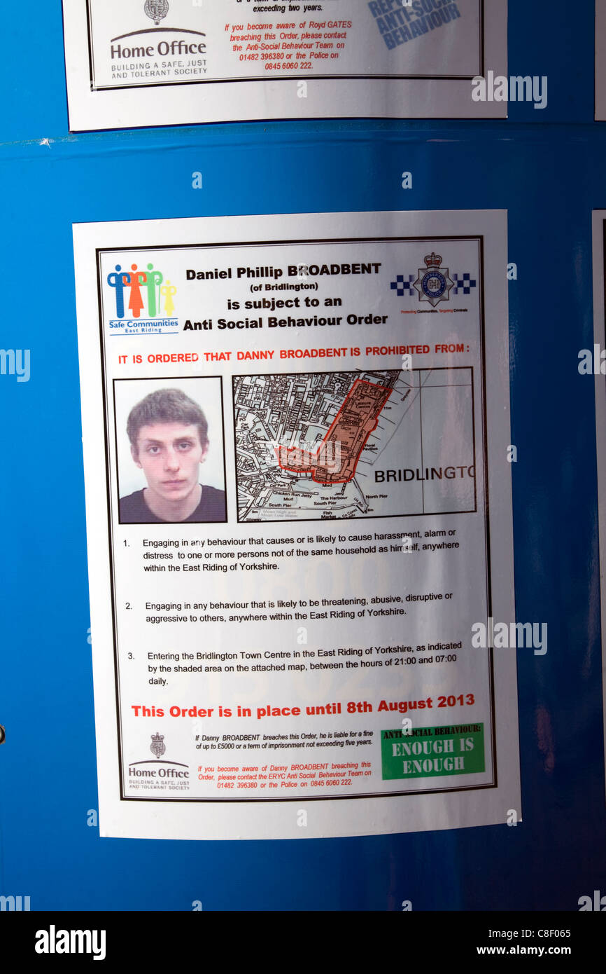 Home Office Anti-Social Behaviour Order notice ASBO, Bridlington ...