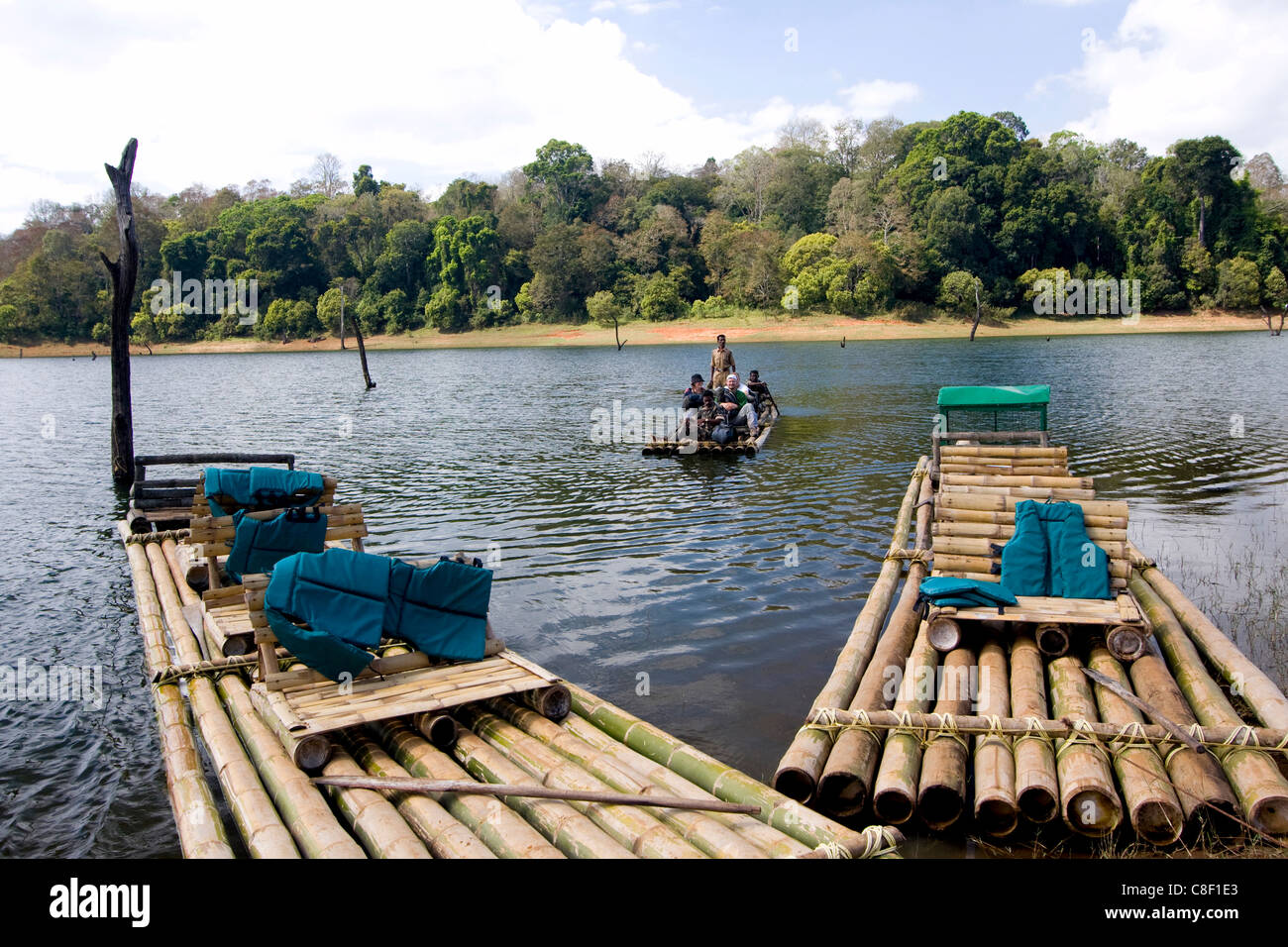 Bamboo rafting, Periyar Tiger Reserve, Thekkady, Kerala, India Stock ...