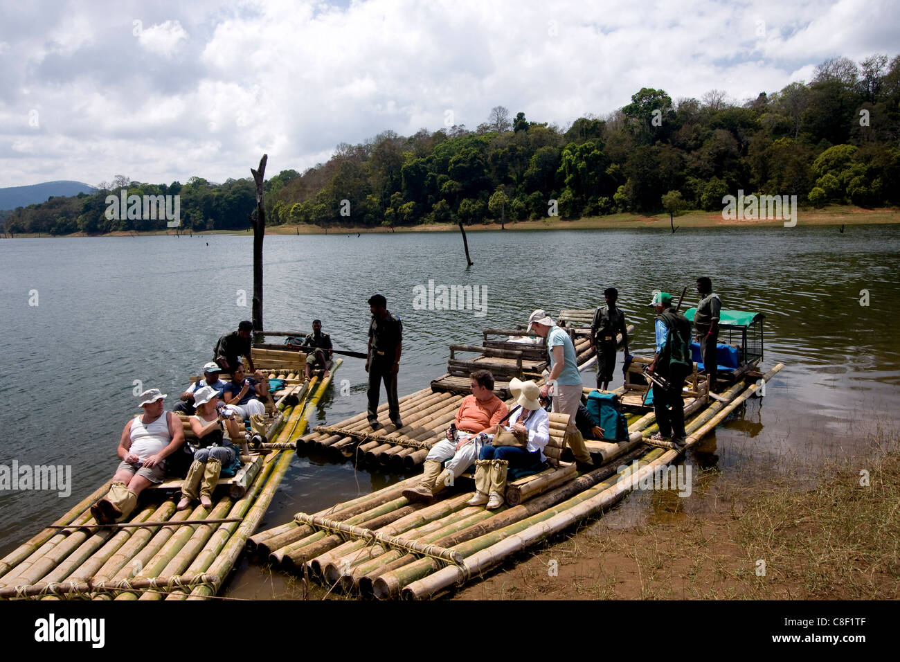 Bamboo rafting, Periyar Tiger Reserve, Thekkady, Kerala, India Stock ...