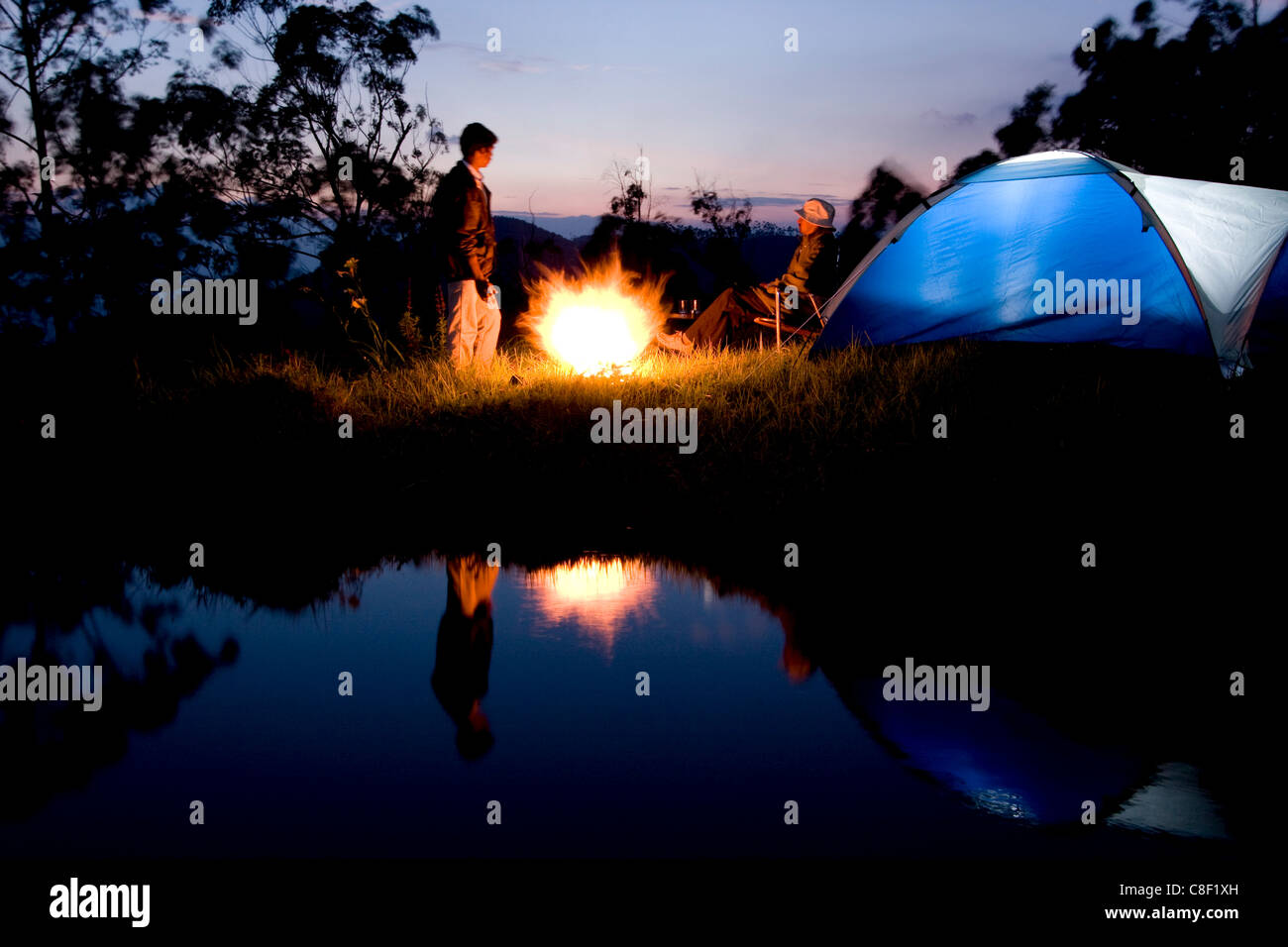 Camping and camp fire, Meesapuli, Munnar, Kerala, India Stock Photo - Alamy