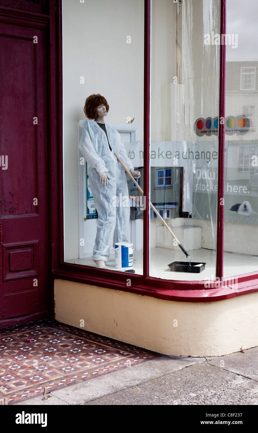 Really bad window display in ironmongers, Isle of Man Stock Photo - Alamy