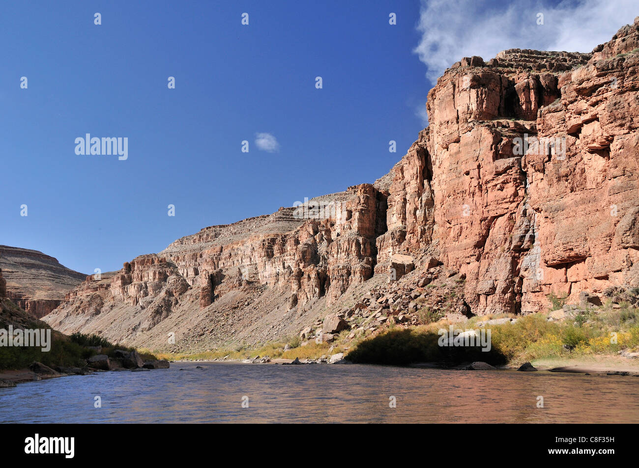 Cliffs, San Juan River, near Bluff, Colorado Plateau, Utah, USA, United ...